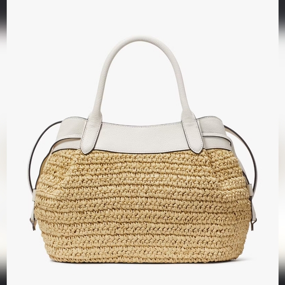 kate spade | Bags | Kate Spade Dumpling Straw Large Satchel Parchment ...